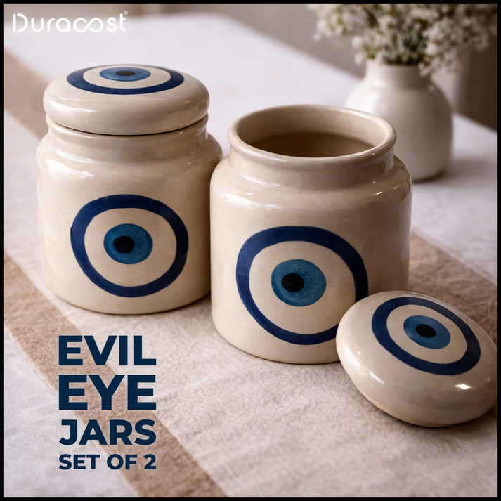 DuraCast® Evil Eye Jars – Ceramic Storage Jars Set of 2 | Designer Kit ...