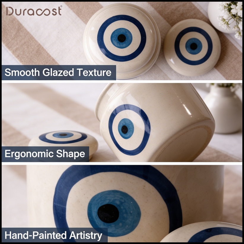 DuraCast® Evil Eye Jars – Ceramic Storage Jars Set of 2 | Designer Kit ...